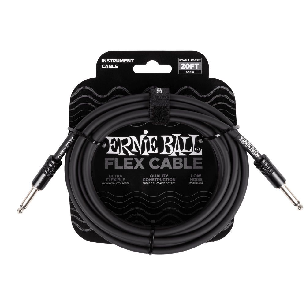 Ernie Ball 6435 Flex Instrument Cable Straight/Straight 20ft - Black ...